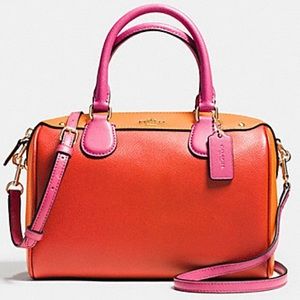 Coach | Bags | Coach Nwt Redorangepink Colorblock Satchel Bag | Poshmark